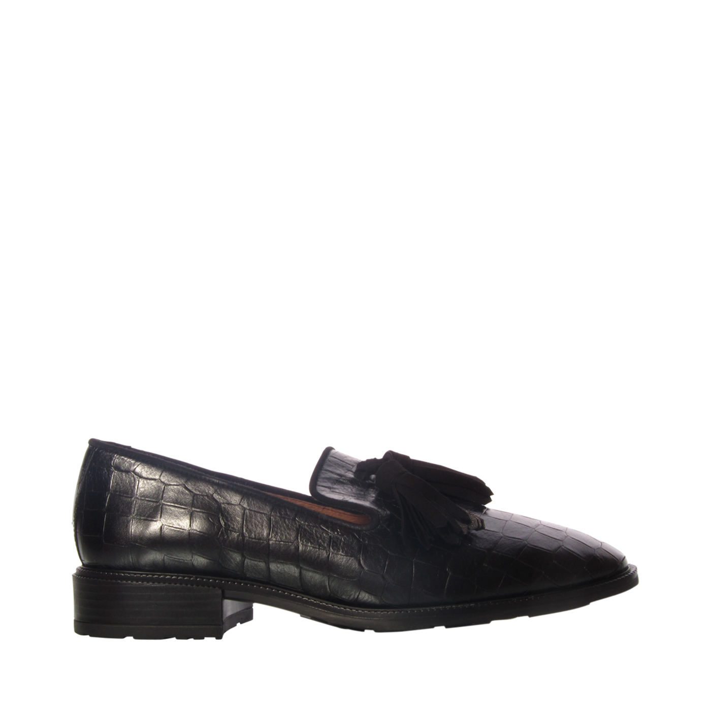 WONDERS SOULIER LOAFER NOIR CROCO - Chaussures Pierre Roy Saint-Jean