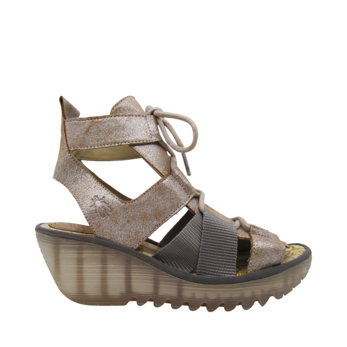 FLY LONDON SANDALE COMPENSE FEMME GRISE - Chaussures Pierre Roy Saint-Jean