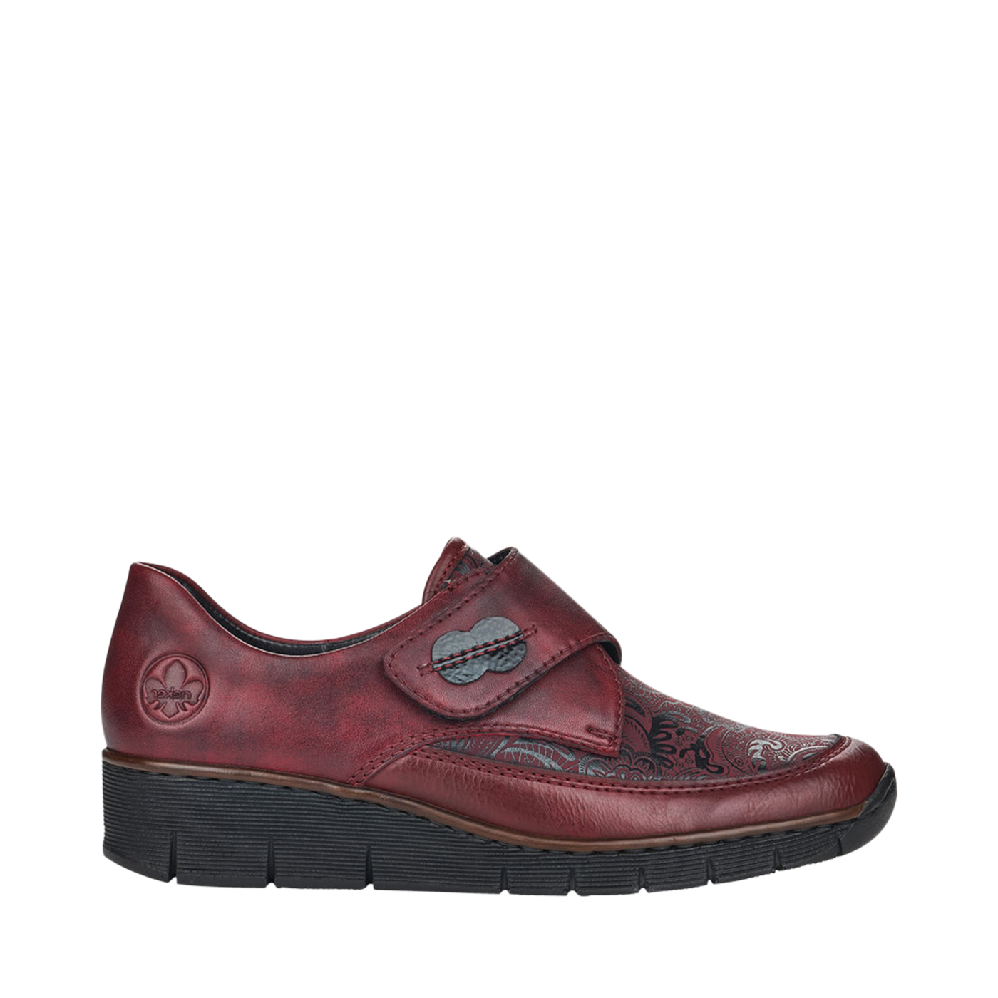 Rieker femme soulier loafer rouge/velcro - Chaussures Pierre Roy Saint-Jean