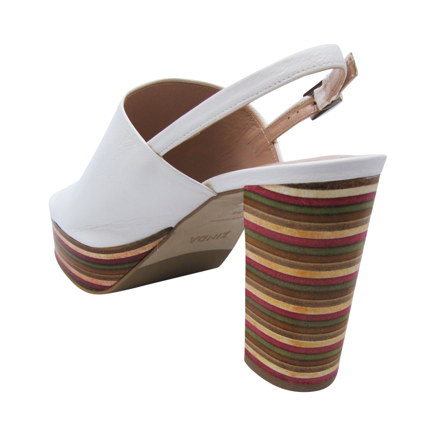 Zinda femme sandale blanche talon multi - Chaussures Pierre Roy Saint-Jean
