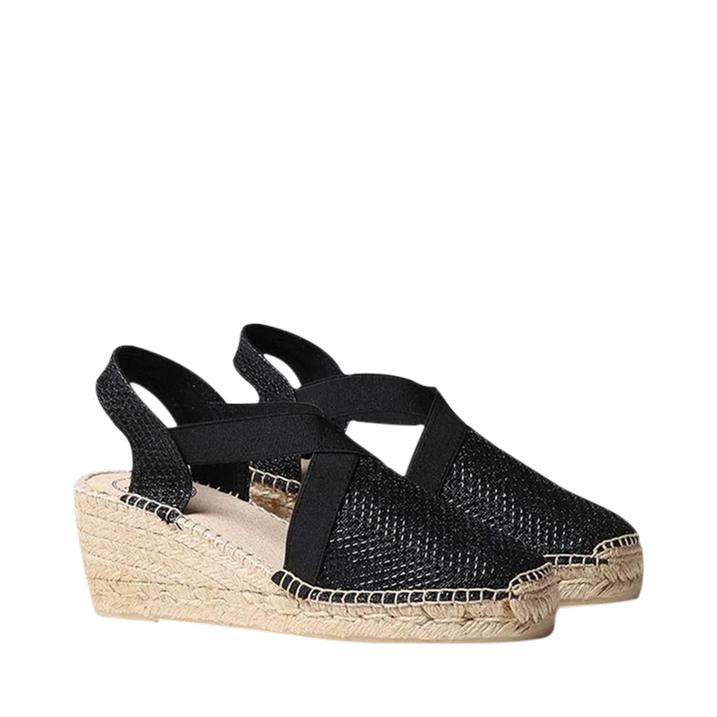 Toni Pons sandale en jute noir elastique - Chaussures Pierre Roy Saint-Jean
