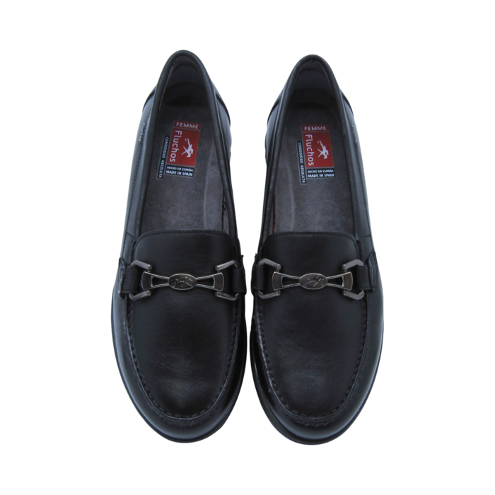 Fluchos femme soulier loafer noir - Chaussures Pierre Roy Saint-Jean