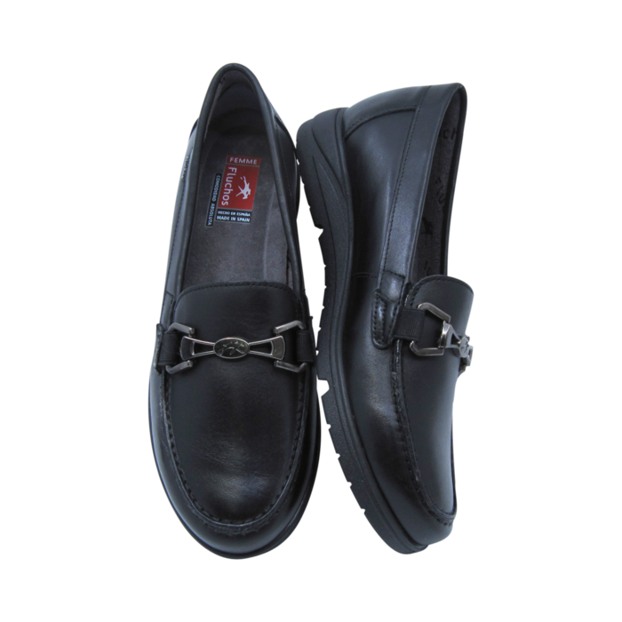 Fluchos femme soulier loafer noir - Chaussures Pierre Roy Saint-Jean