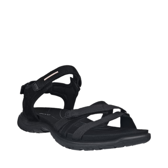 Ecco femme sandale noire a velcro - Chaussures Pierre Roy Saint-Jean