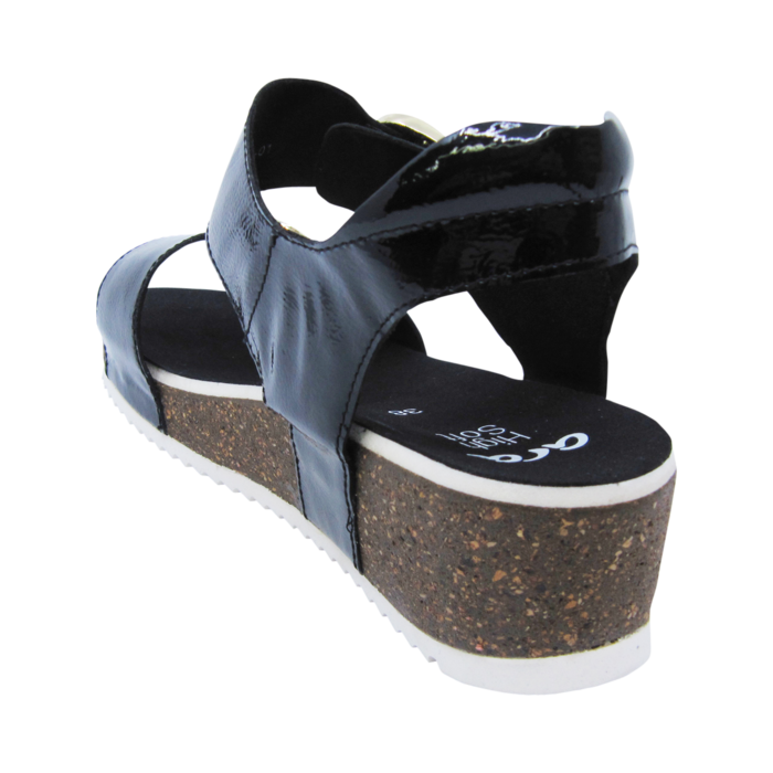 Ara femme sandale noire lustre a velro - Chaussures Pierre Roy Saint-Jean