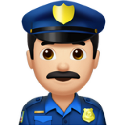 Man Police Officer: Light Skin Tone Emoji (U+1F46E, U+1F3FB)
