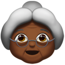 Old Woman: Medium-Dark Skin Tone Emoji (U+1F475, U+1F3FE)
