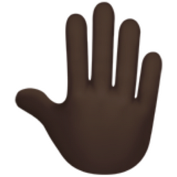 Raised Back of Hand: Dark Skin Tone Emoji (U+1F91A, U+1F3FF)