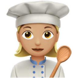 Woman Cook: Medium-Light Skin Tone Emoji (U+1F469, U+1F3FC, U+200D, U+ ...