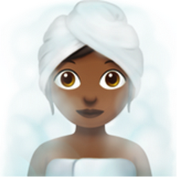 Personalised 11oz Emoji Mug featuring woman in steamy room medium dark ...