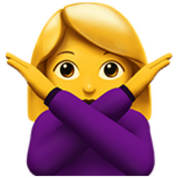 woman gesturing NO Emoji 🙅‍♀️ (U+1F645, U+200D, U+2640, U+FE0F)