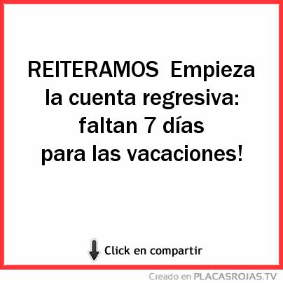 REITERAMOS Empieza la cuenta regresiva: faltan 7 días para las ...