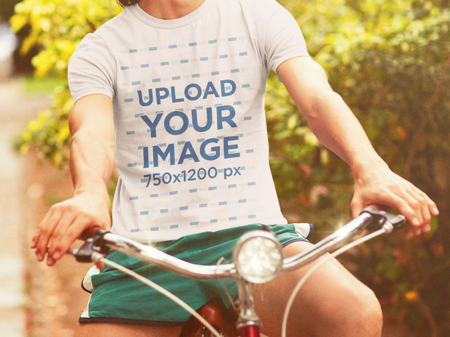 Placeit - Retro-Themed T-Shirt Mockup Featuring a Happy Man Riding a ...