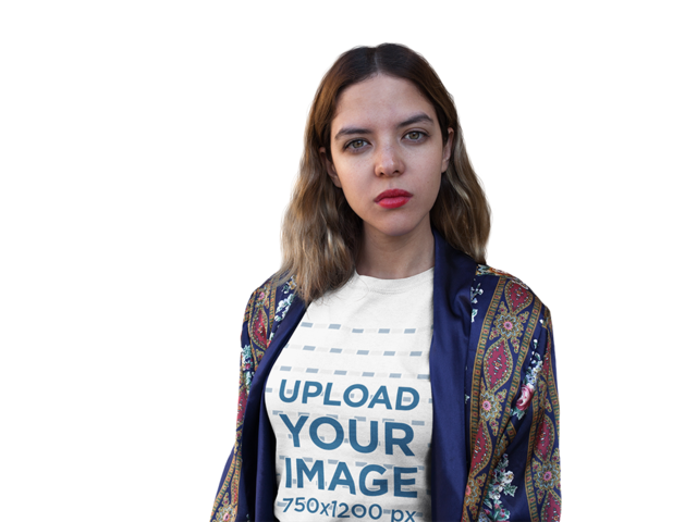 Placeit - Transparent Woman Looking at the Camera Wearing a Tshirt ...