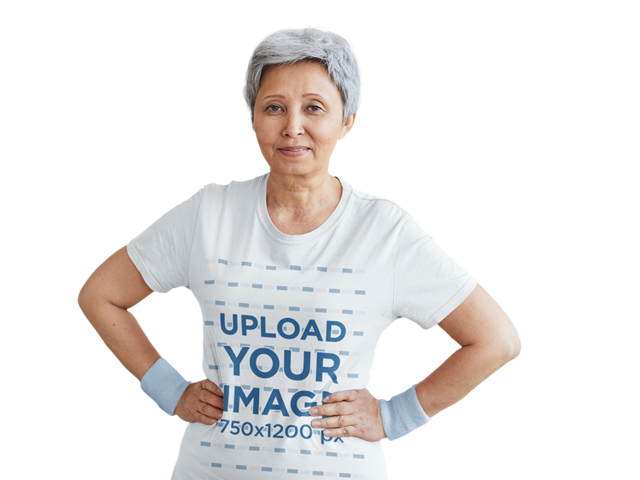 Placeit - Transparent T-Shirt Mockup of a Short-Haired Senior Woman ...