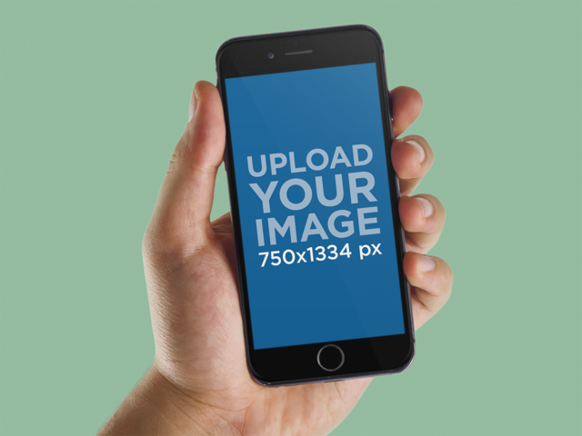 Placeit - iPhone PNG Mockup Template, Man Holding Black iPhone