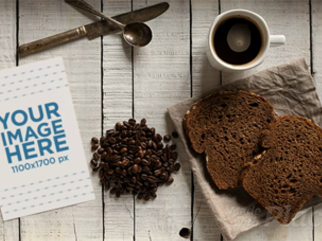 Placeit - Flyer Stop Motion on a Table With Coffee Cup Spinning While ...