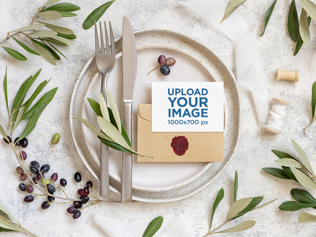 Placeit - Wedding Program Mockup Featuring an Individual Table Setting
