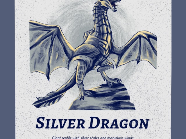 Placeit - T-Shirt Design Maker Featuring a Mythical Silver Dragon Graphic