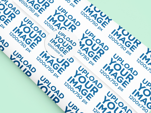 Placeit - Wrapping Paper Mockup Featuring a Customizable Sticker