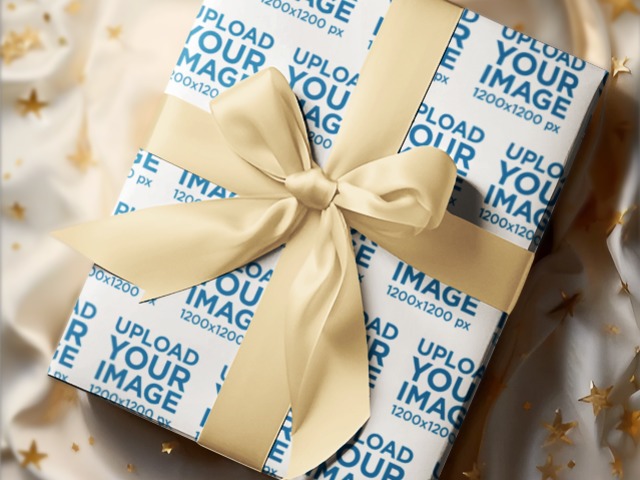 Placeit - AI-Generated Mockup Featuring Wrapping Paper for a Christmas Gift