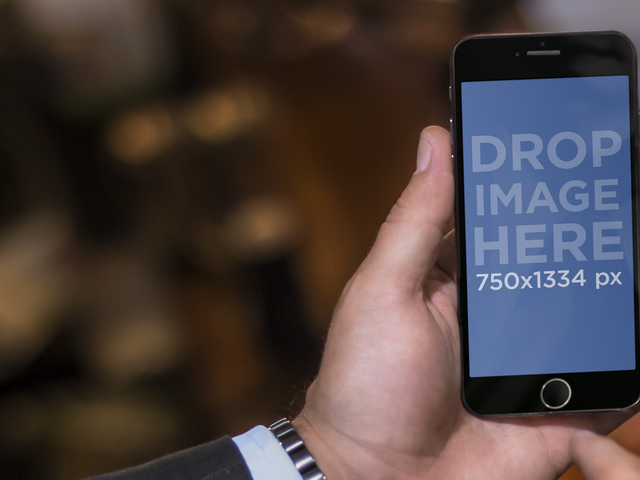 Placeit - Mockup of a Businessman Using an iPhone 6 While Descending ...