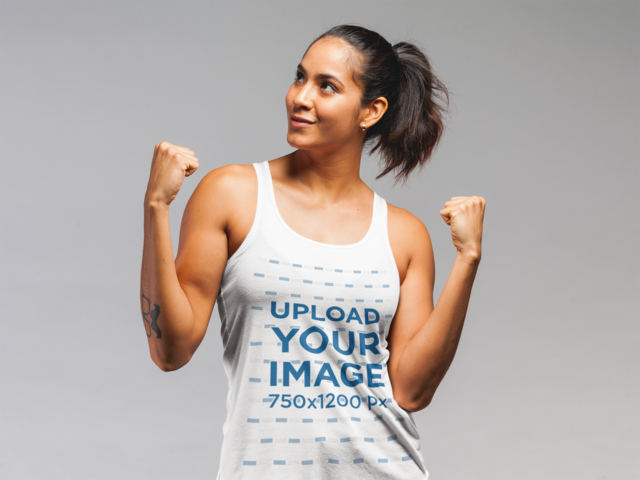 Placeit - Tank Top Mockup Featuring a Sporty Muscular Woman Wearing a ...