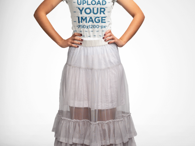Placeit - Round Neck Mockup of a Woman Holding Her Waist