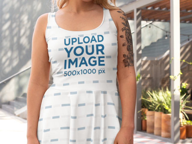 Placeit - Skater Dress Mockup of a Tattooed Woman