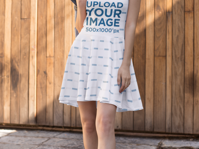 Placeit - Skater Dress Mockup of a Woman Posing Outside