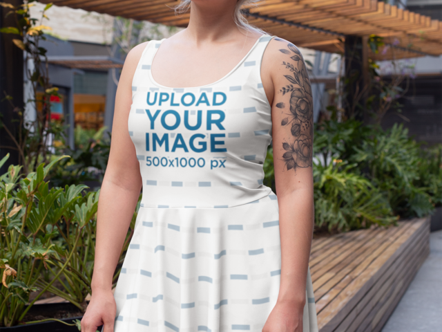 Placeit - Dress Mockup of a Woman at a Mall