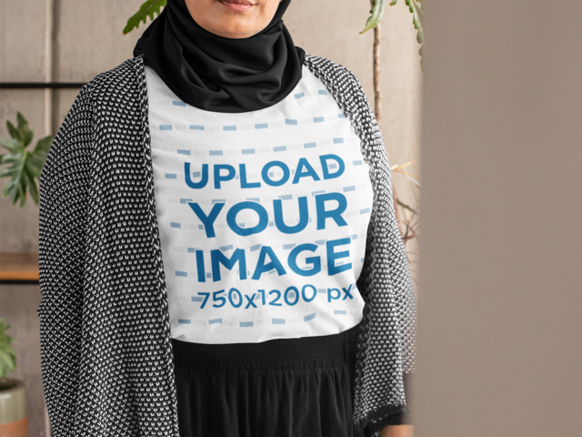Placeit - T-Shirt Mockup of a Senior Woman Wearing a Hijab