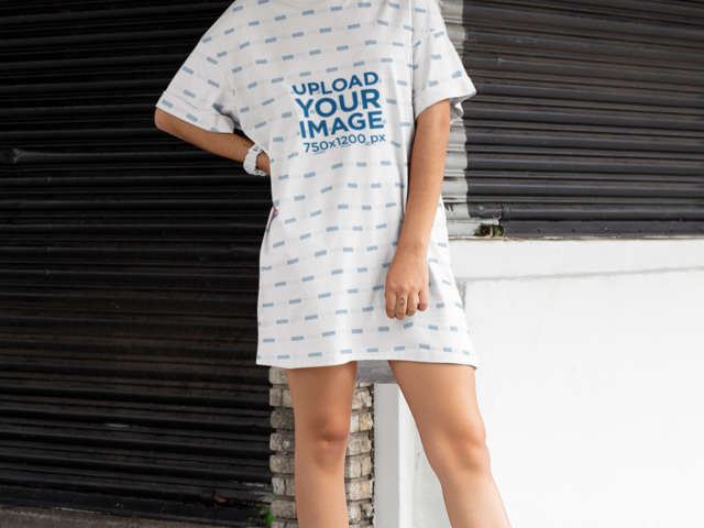 Placeit - Shift Dress Mockup of a Stylish Woman Posing
