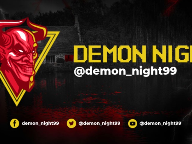 Placeit - Horror Twitch Banner Template with a Horned Demon Illustration