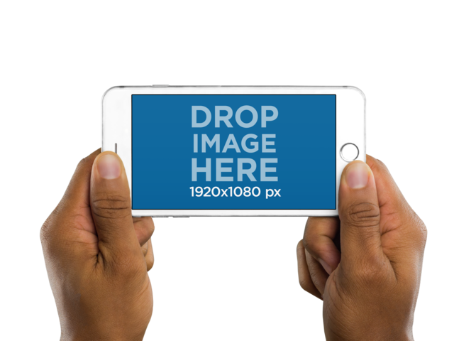 Placeit - Mockup of a Man Holding White iPhone 6 in Landscape