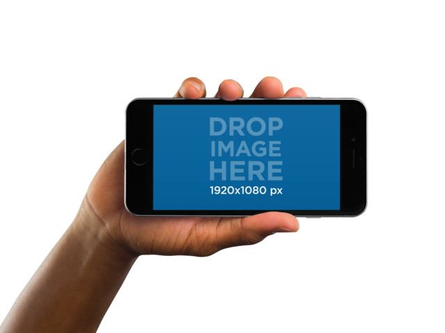 Placeit - Black iPhone 6 in Landscape Position Over Transparent ...