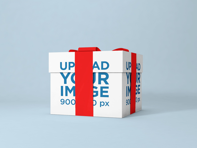 Placeit - Mockup of a Gift Box with a Ribbon