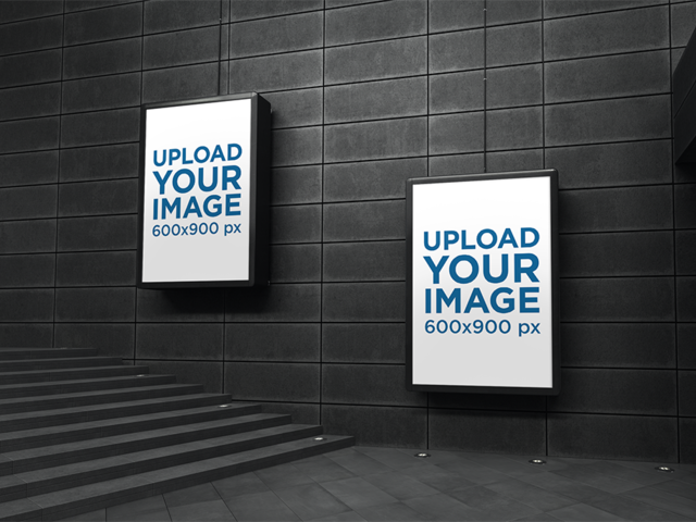 Placeit - Mockup Featuring Two Mupis at a Modern Underground Station