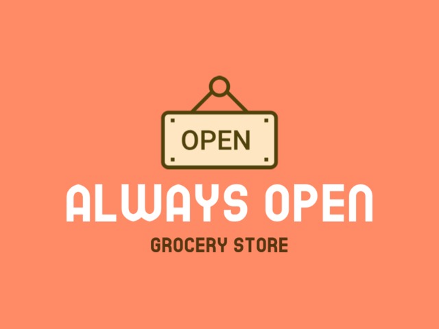 Placeit - Logo Template for a Grocery Store with an Open Sign Graphic