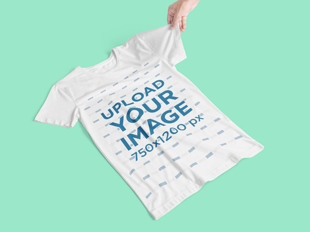 Placeit - T-Shirt Mockup Featuring a Hand Holding a Tee Sleeve