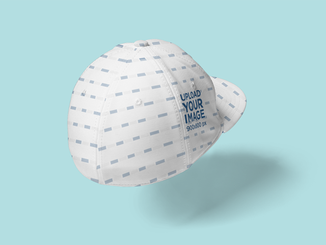 Placeit - Mockup of a Fitted Hat Floating in a Customizable Setting