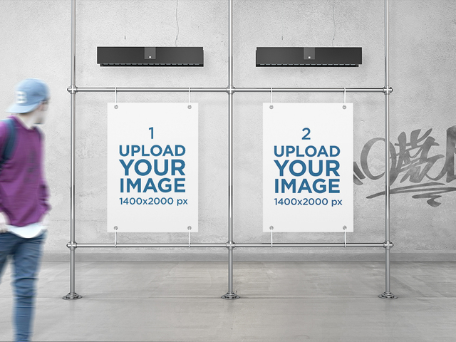 Placeit - Mockup of Two Posters in an Urban Gallery