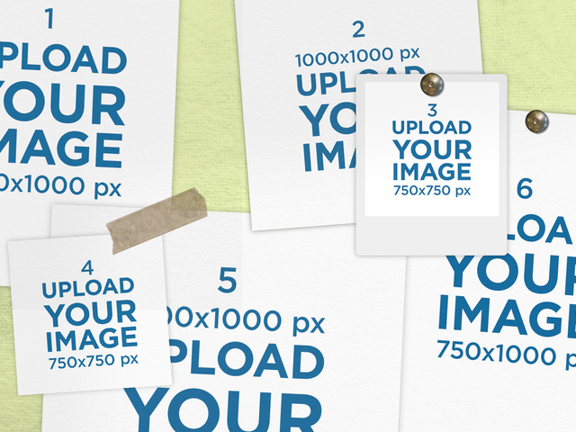Placeit - Mood Board Mockup Featuring Some Pinned Polaroid Frames