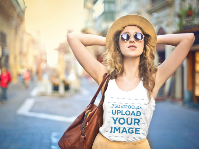 Placeit - Tank Top Mockup Featuring a Stylish Young Woman