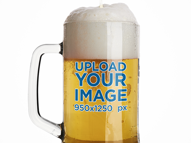 Placeit - Beer Glass Mockup with a Plain Customizable Background