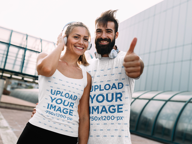 Placeit - Tank Top and T-Shirt Mockup Featuring a Woman and Her ...