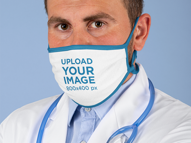 Placeit - Mockup of a Doctor Wearing a Sublimated Face Mask