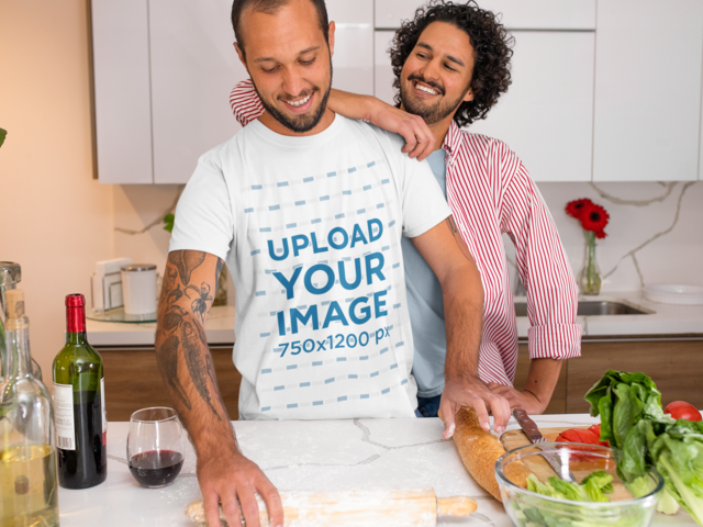 Placeit - Mockup Featuring a Happy LGBT Couple Cooking