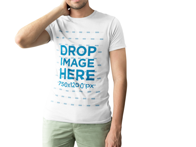 Placeit - Tall Man with Cropped Face Wearing a T-Shirt Mockup While ...
