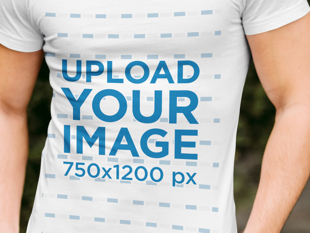 Placeit - V-Neck T-Shirt Mockup of a Muscular Man with a Goatee